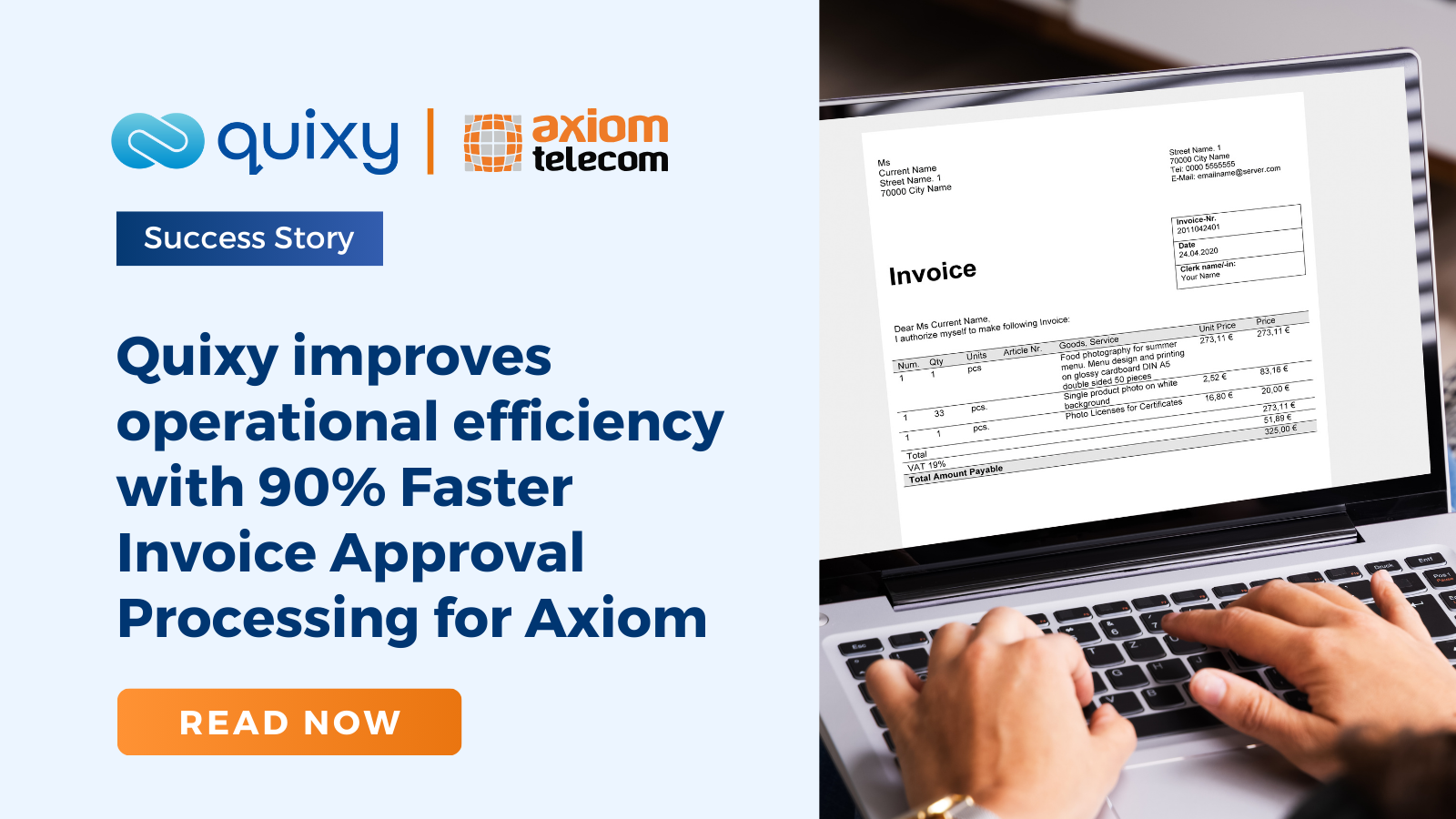 How did Axiom save 90% of Invoice Approval process time with Quixy?